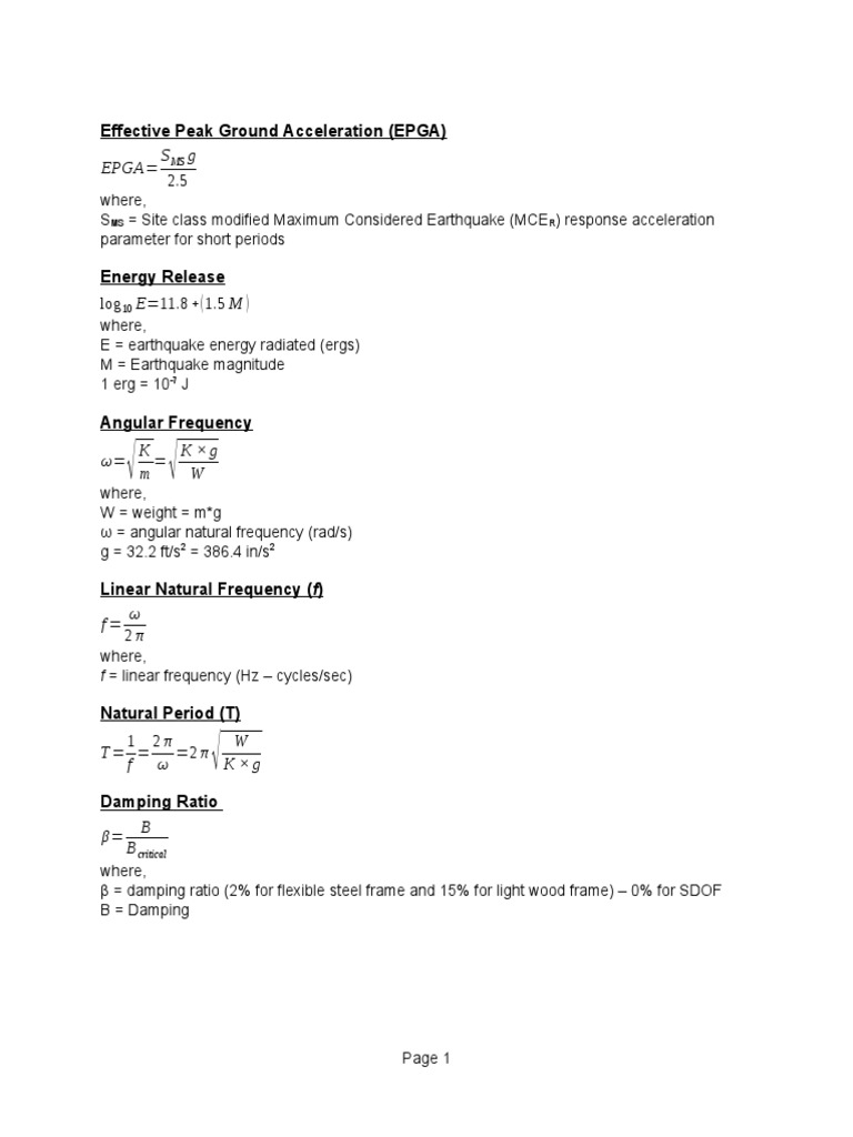 Seismic Cheat Sheet | PDF | Earthquakes | Structural Load