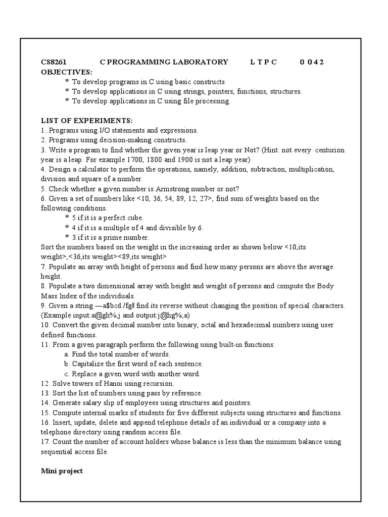 CP Lab Manual | PDF | Array Data Structure | Pointer (Computer Programming)