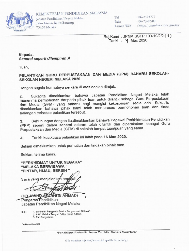 Senarai GPM Baharu Melaka 2020 | PDF