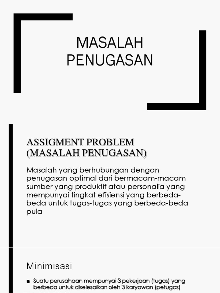 Masalah Penugasan - Pertemuan 11 | PDF