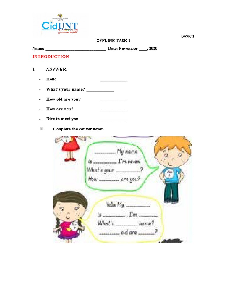 I. Answer. - Hello - What's Your Name? - How Old Are You? - How Are You ...