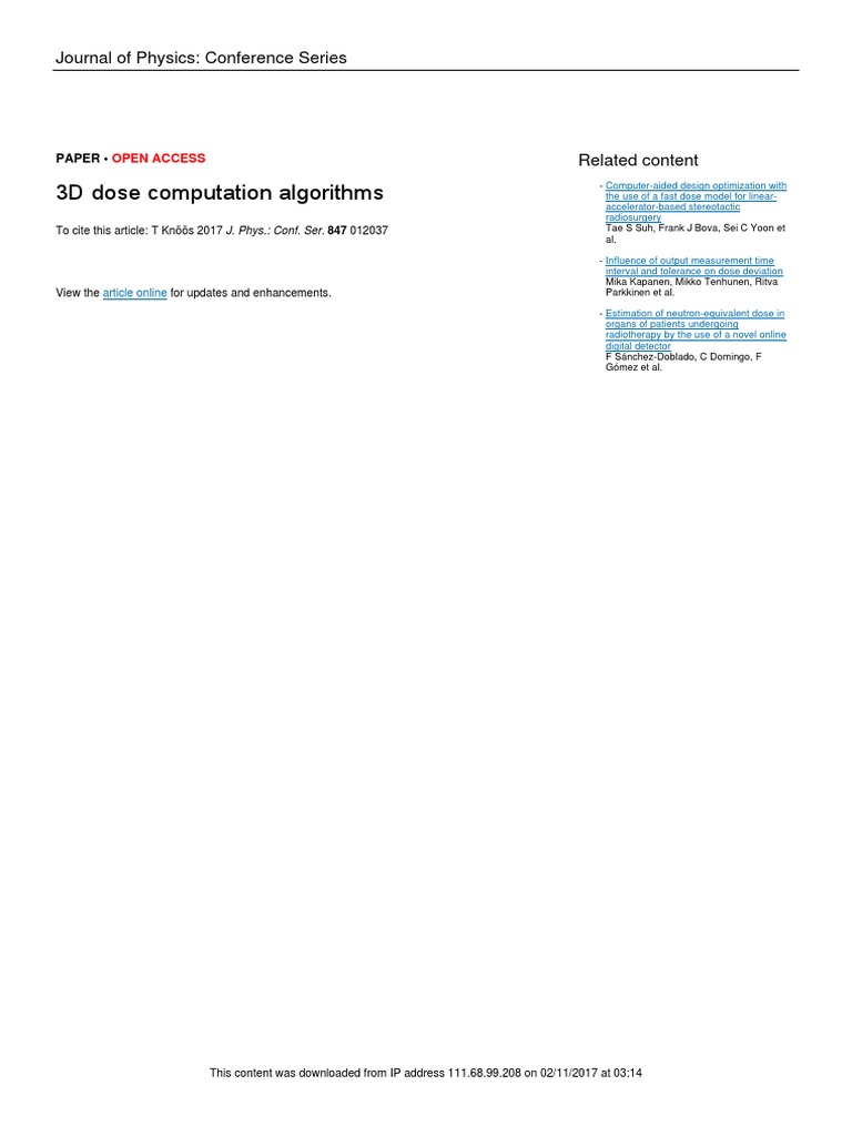 3D Dose Computation Algorithms | PDF | Absorbed Dose | Convolution