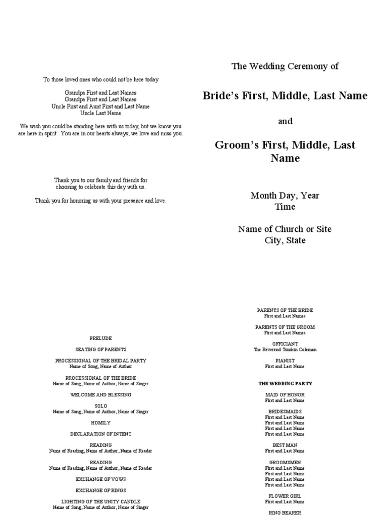 Free Wedding Program Template | PDF | Wedding | Socialization