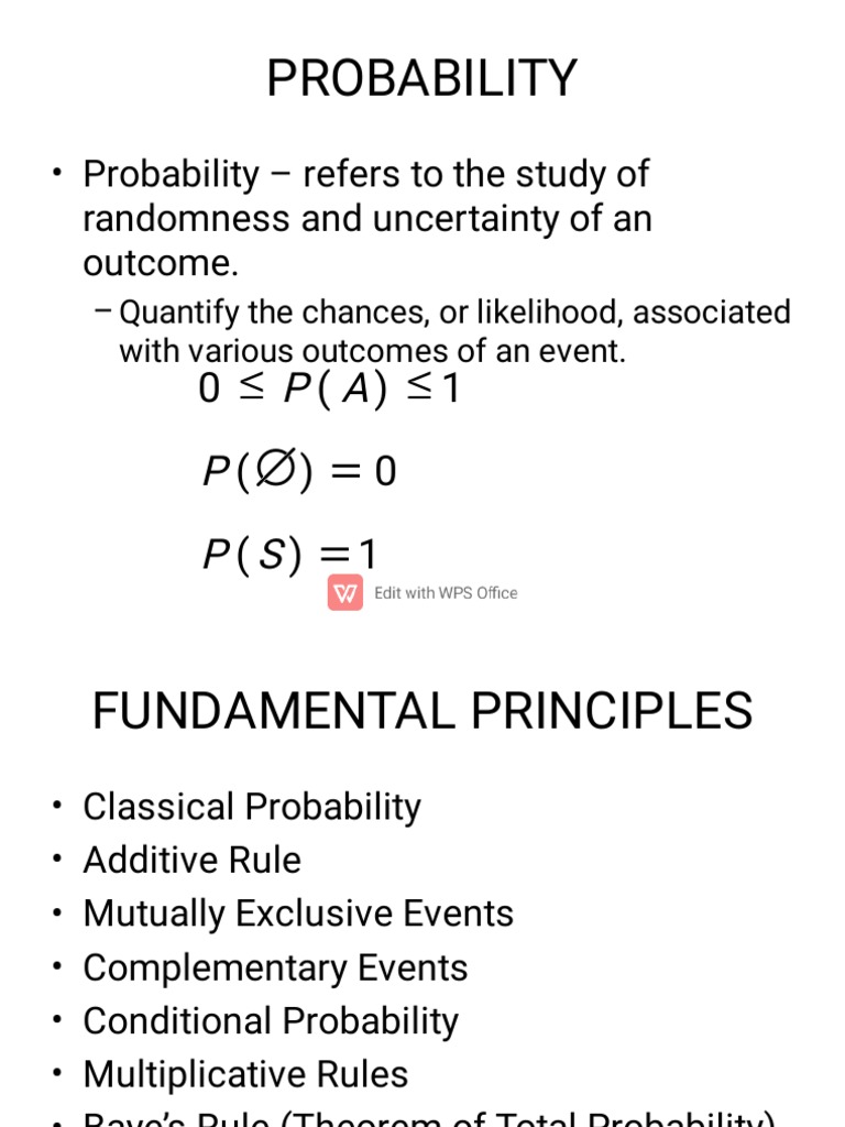 Probability: - Probability - Refers To The Study of Randomness and ...