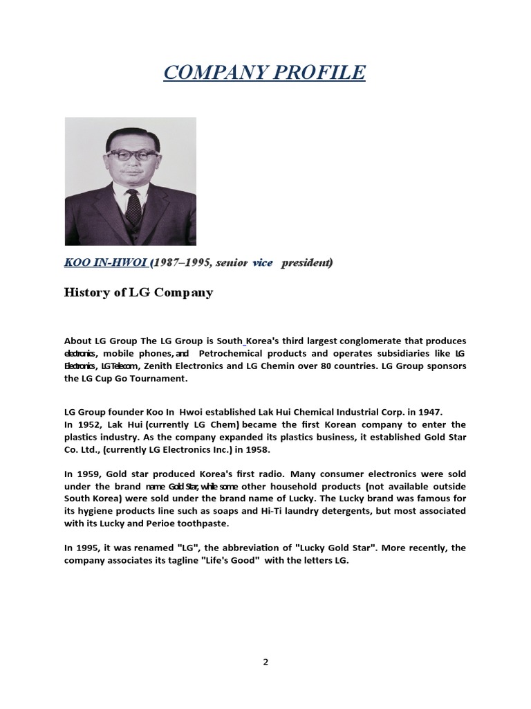 Company Profile: History of LG Company | PDF | Lg Corporation ...
