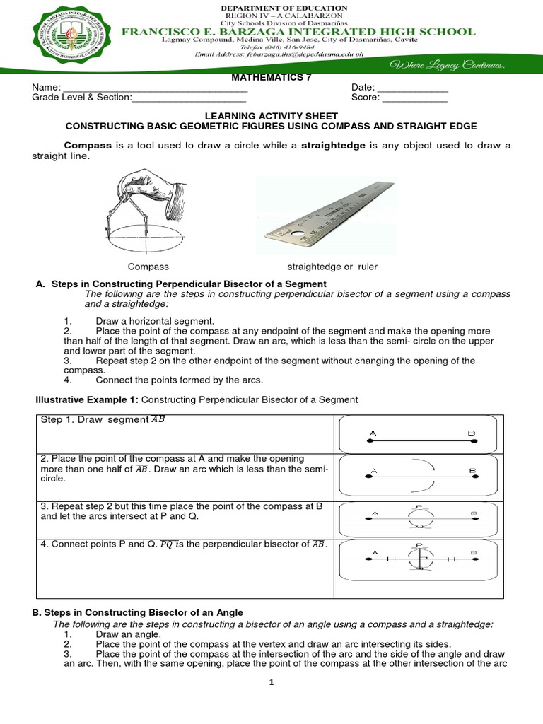 The Following Are The Steps in Constructing Perpendicular Bisector of A ...