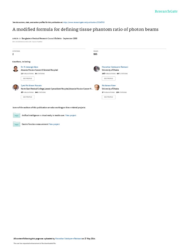 A Modified Formula For Defining Tissue Phantom Rat | PDF | Radiation ...
