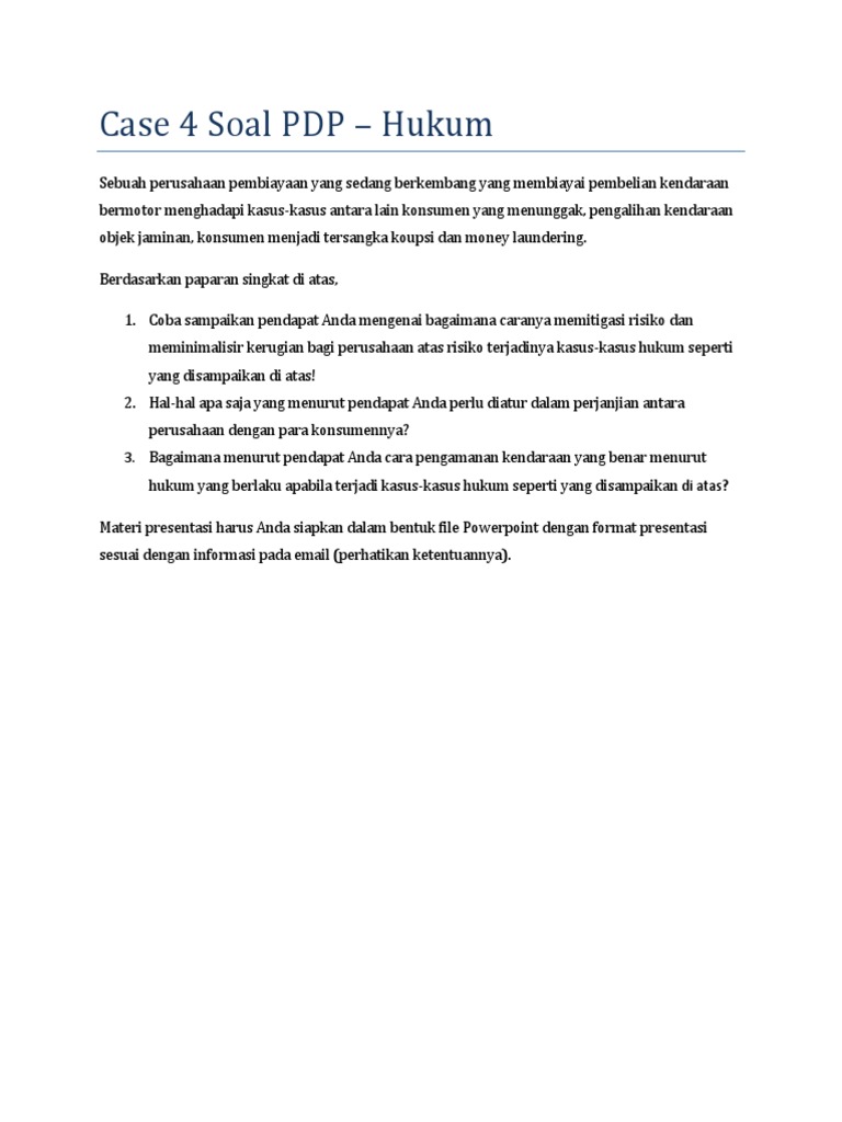 Contoh Business Case Seleksi BCA Finance | PDF