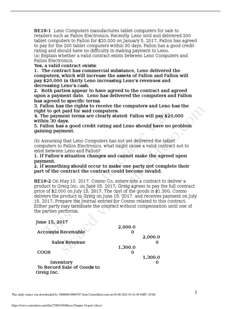 KIeso Chapter 18 Part 1 | PDF | Revenue | Income Statement
