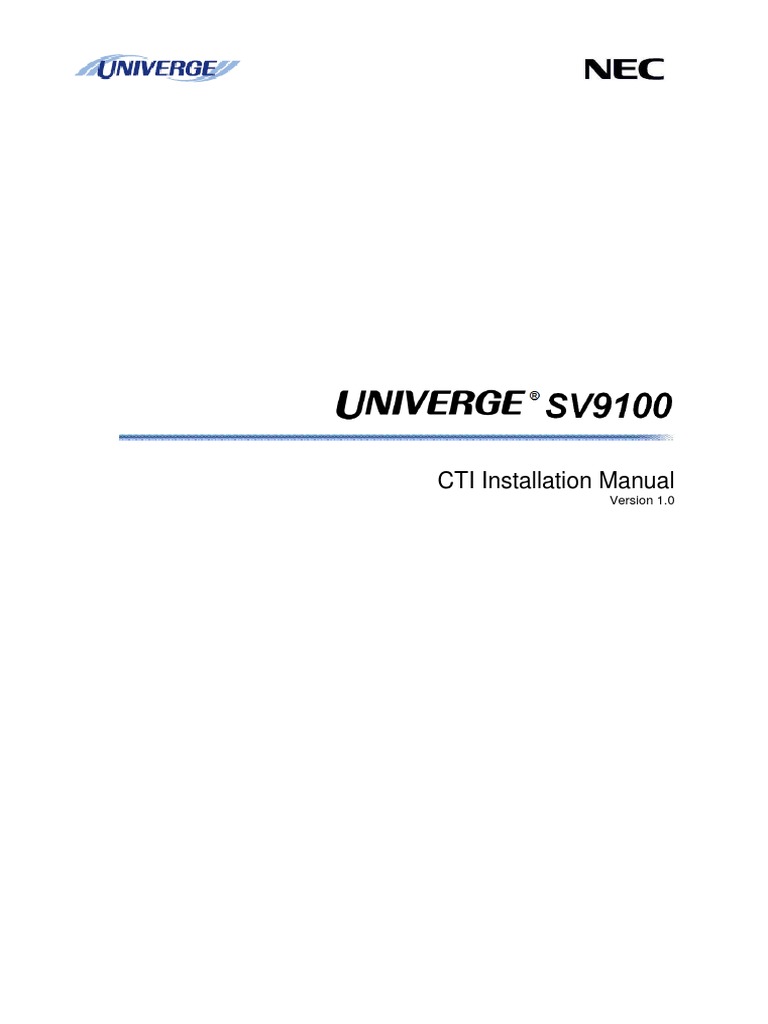 SV9100 CTI Installation Manual | PDF | Port (Computer Networking ...
