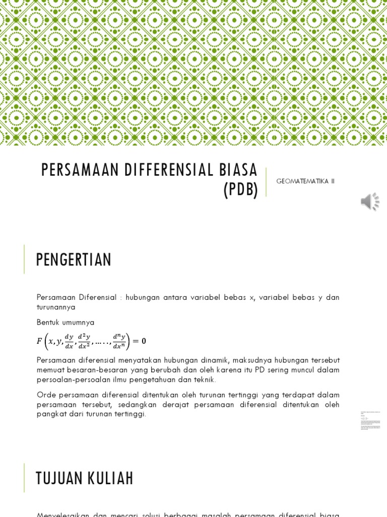 Persamaan Differensial Biasa (PDB) | PDF