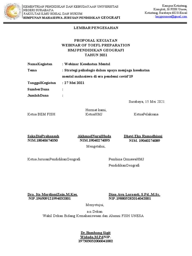 Proposal Webinar Kesehatan Mental | PDF