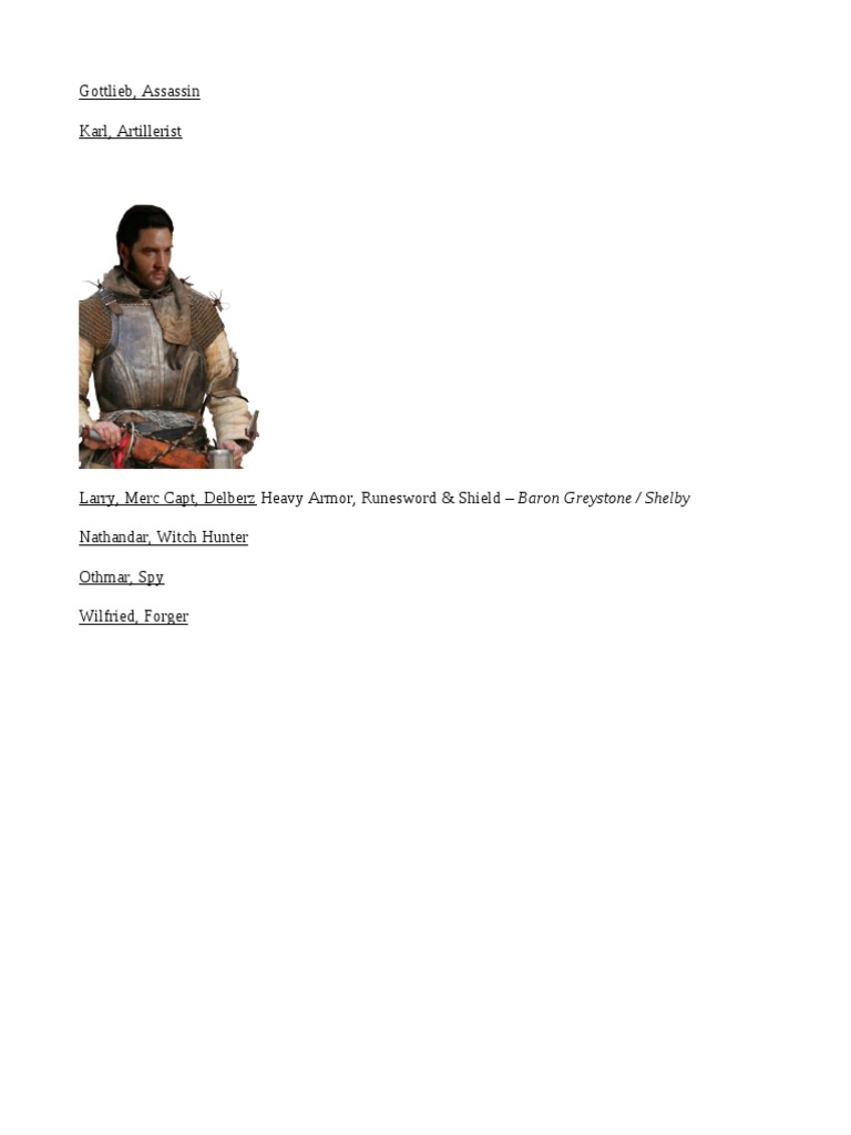 WFRP Character Roster | PDF