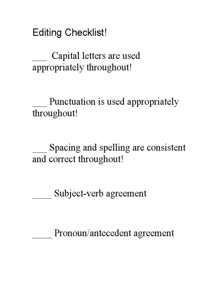 Essential Editing Checklist Guide | PDF