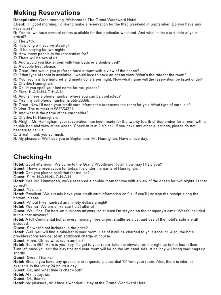 FOS Script | PDF | Hotel And Accommodation | Business