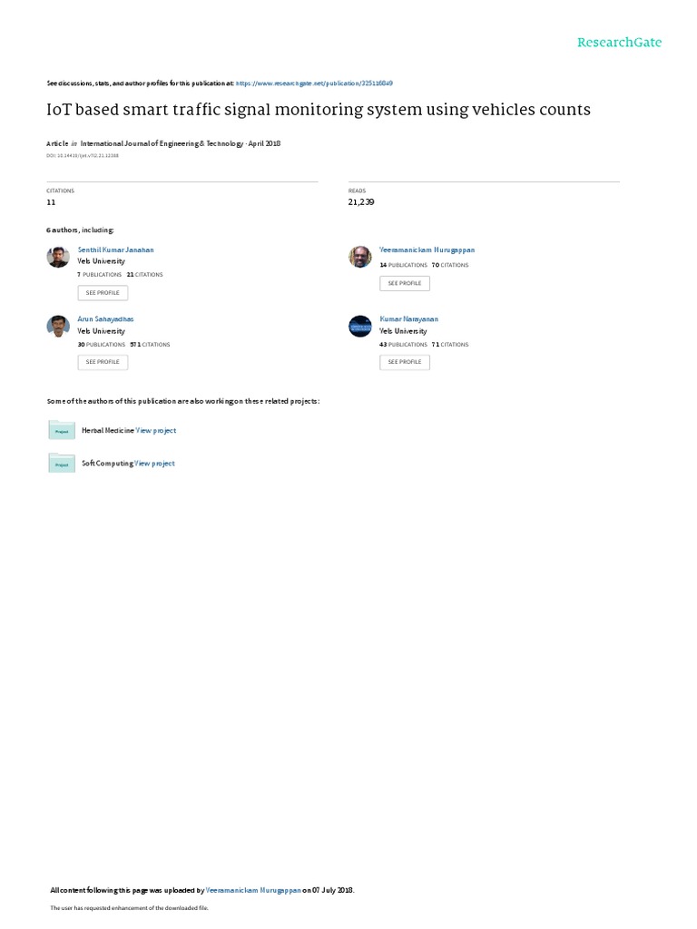 Iot Based Smart Traffic Signal Monitoring System Using Vehicles Counts | PDF | Traffic ...