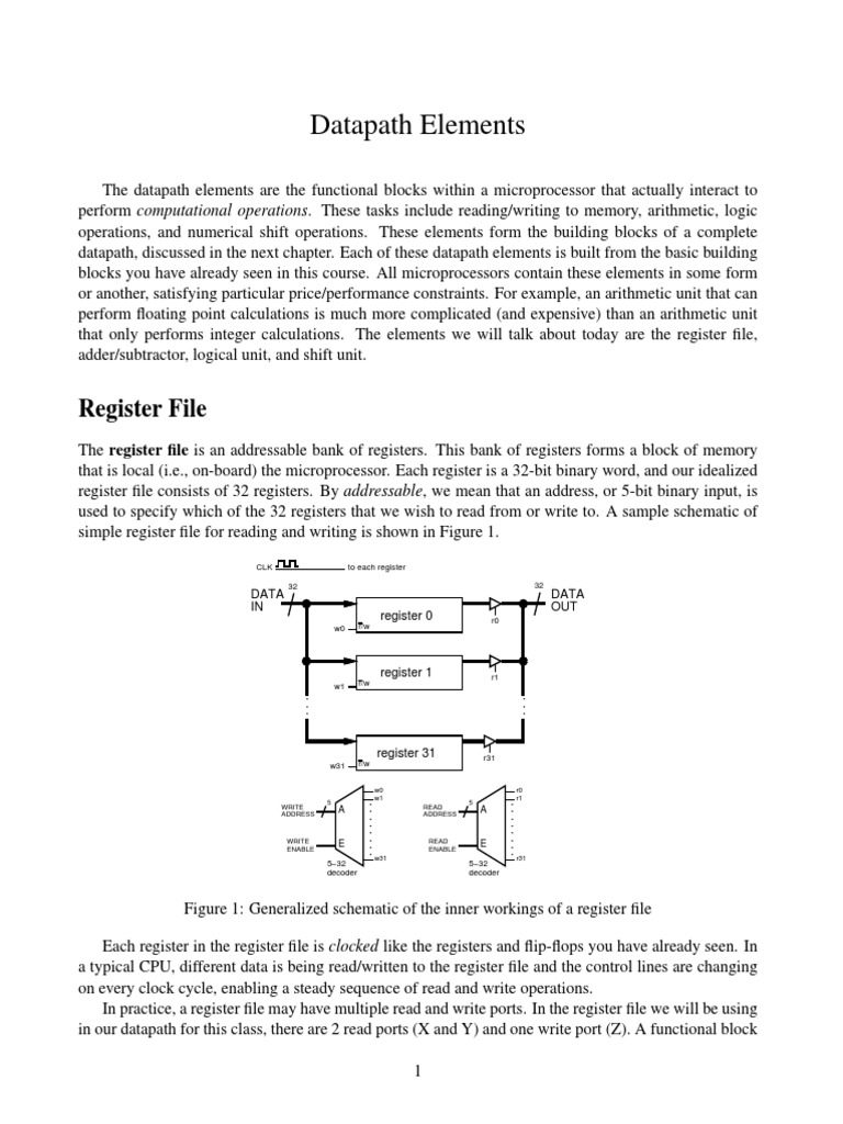 Datapath Elements: Register File | PDF | Central Processing Unit | Bit