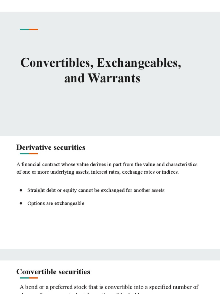 Understanding Convertible Securities and Warrants | PDF | Warrant ...