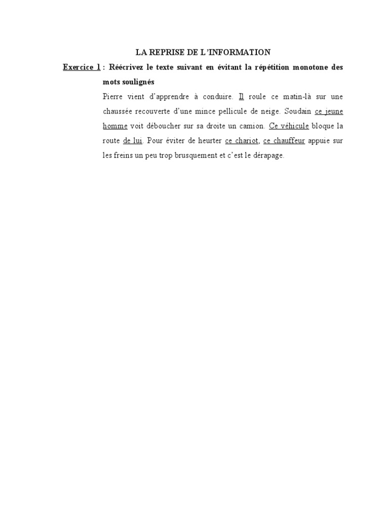 Exercice de Redaction - Anaphore | PDF