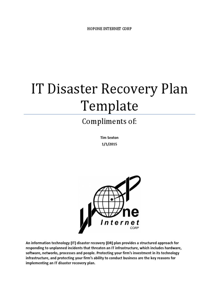 IT Disaster Recovery Plan Template | PDF | Disaster Recovery | Backup