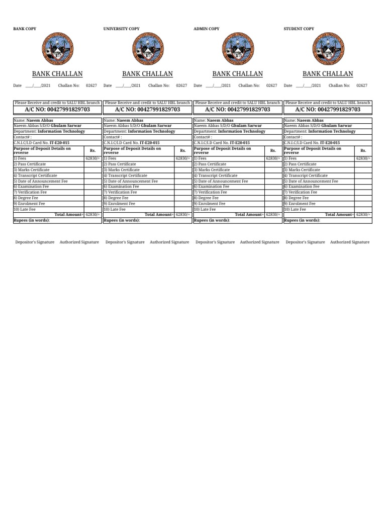 Bank Challan Bank Challan Bank Challan Bank Challan | PDF | Banking ...