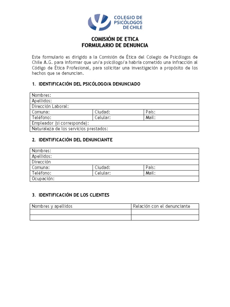 Formulario de Denuncia | PDF