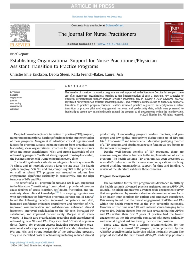 The Journal For Nurse Practitioners: Christie Ehle Erickson, Debra ...
