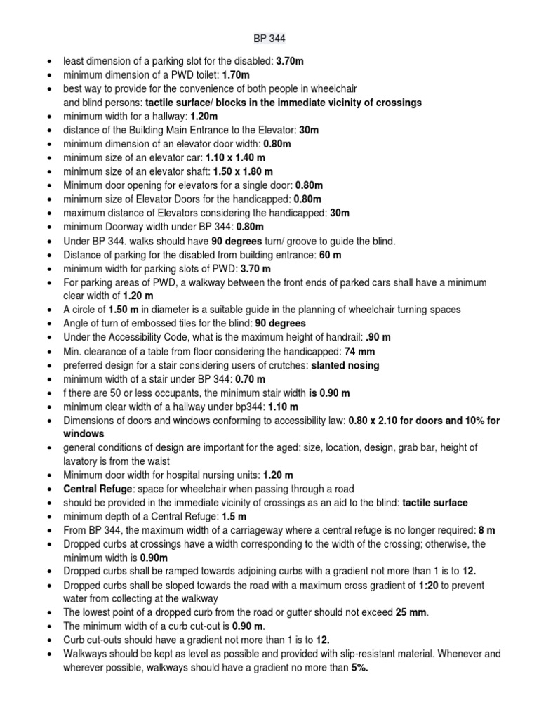 BP 344 Summarycomplete | PDF | Stairs | Door