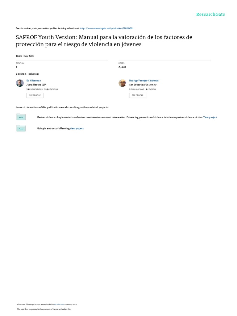 SAPROF-YV: Evaluación Protección Juvenil | PDF | Sicología | Conceptos ...