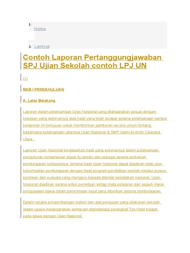Contoh Laporan Upk | PDF