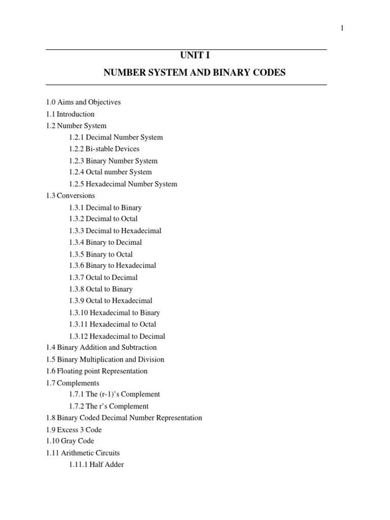 Unit I Number System and Binary Codes | PDF | Binary Coded Decimal | Numbers