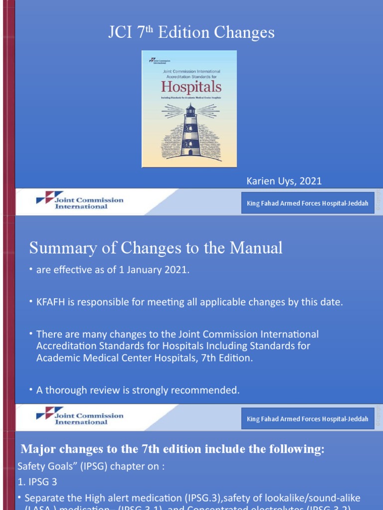 JCI 7th Edition Changes Overview | PDF | Patient Safety | Joint Commission