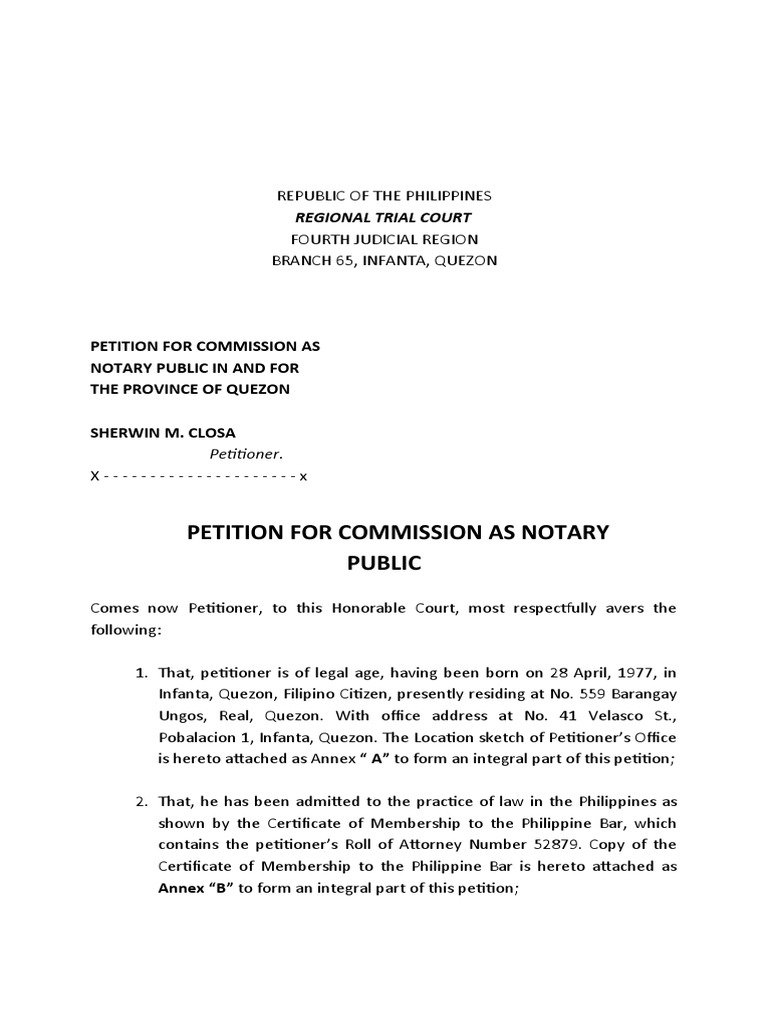 Petition For Commission As Notary Public 2918 | PDF | Notary Public ...