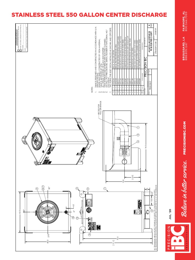 550 Gallon Stainless Steel Ibc Center Discharge Sheet | PDF ...