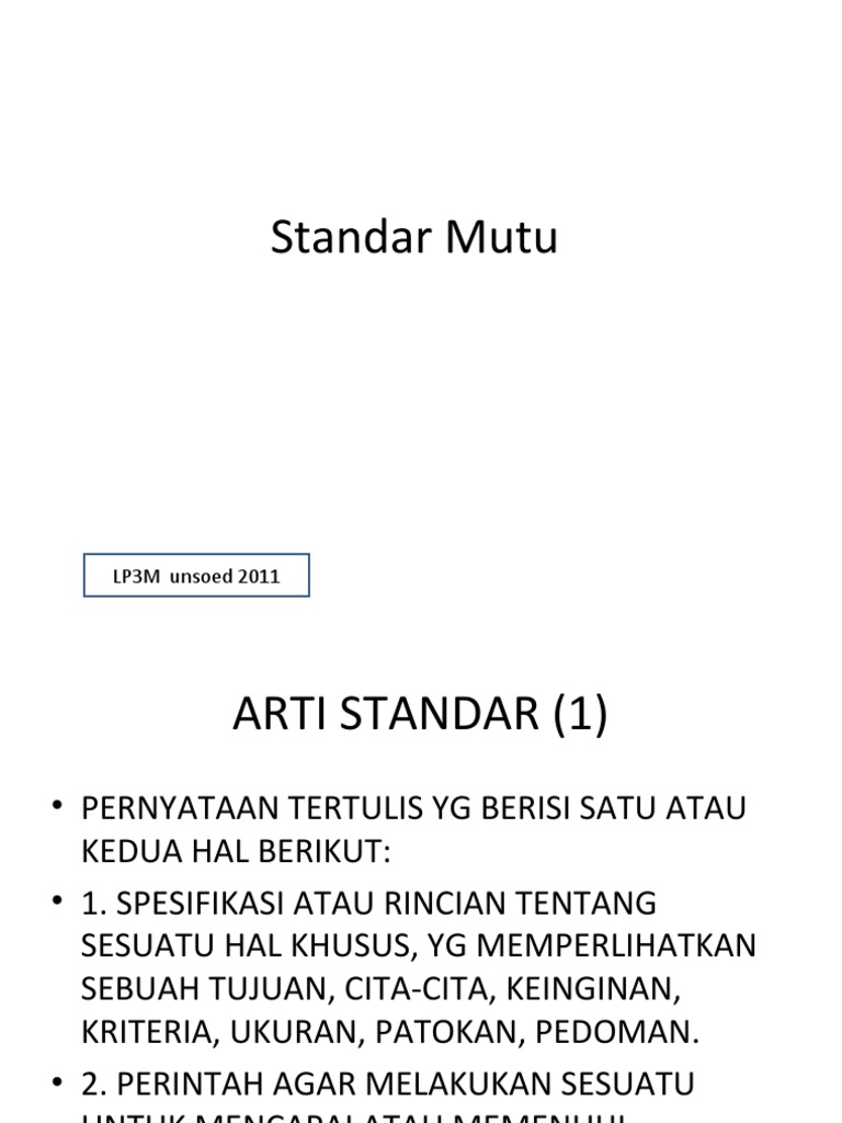 Standar Mutu Pendidikan Tinggi | PDF