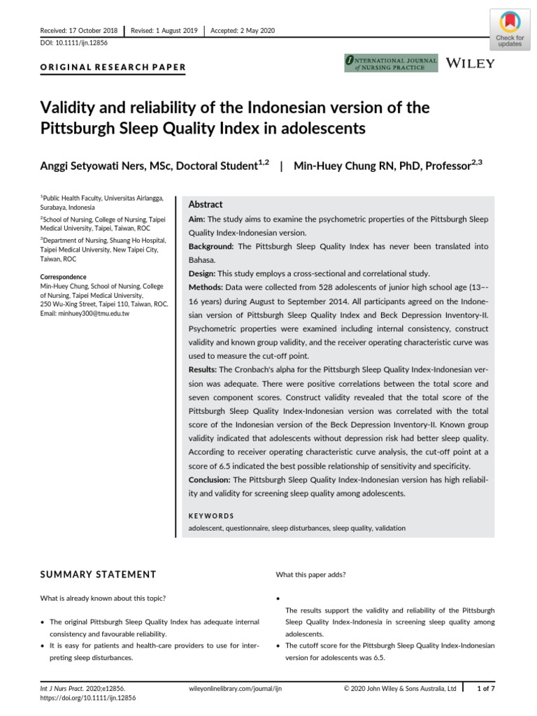 Psqi | PDF | Internal Consistency | Sleep