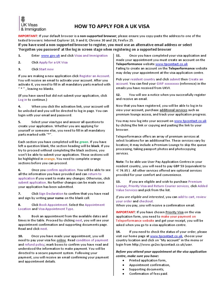 How To Apply For A Uk Visa | PDF | Login | Travel Visa