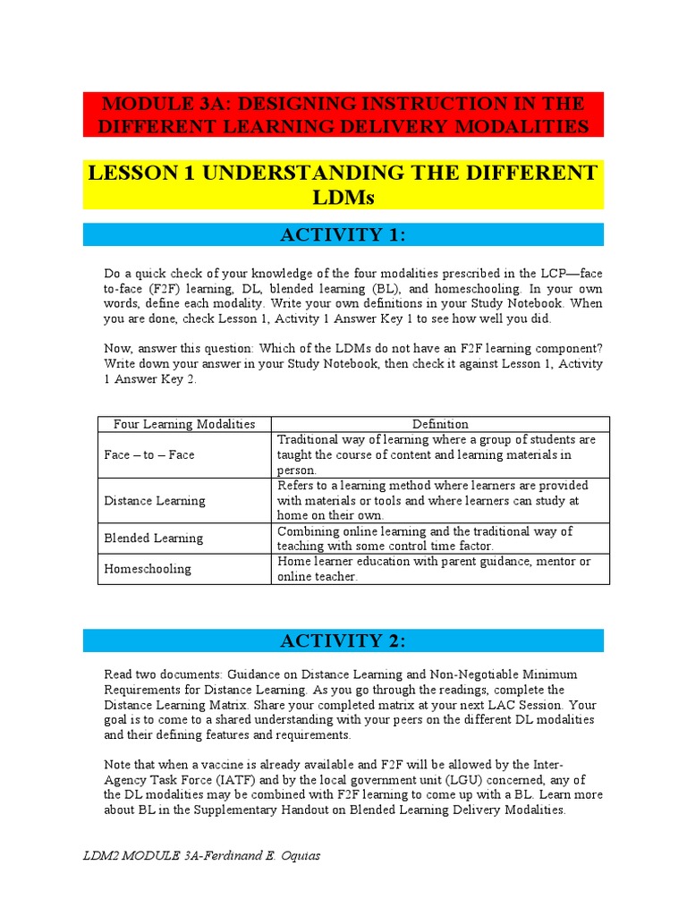 Module 3a Answers | PDF | Educational Assessment | Teaching