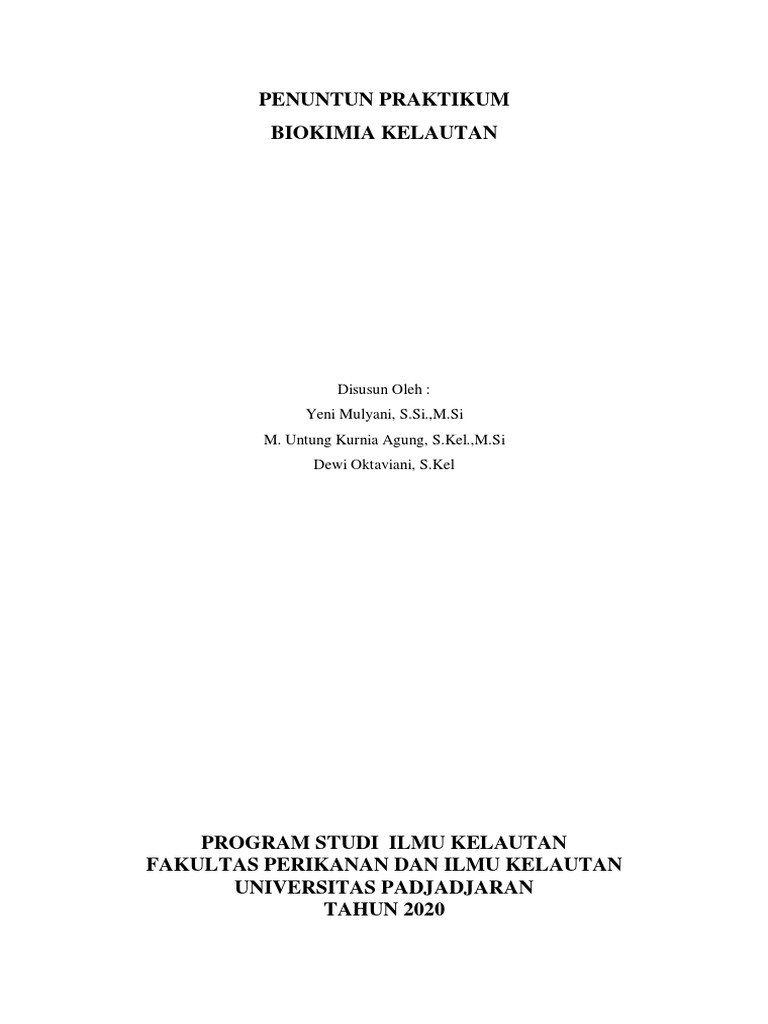 Modul Praktikum Biokimia Kelautan | PDF