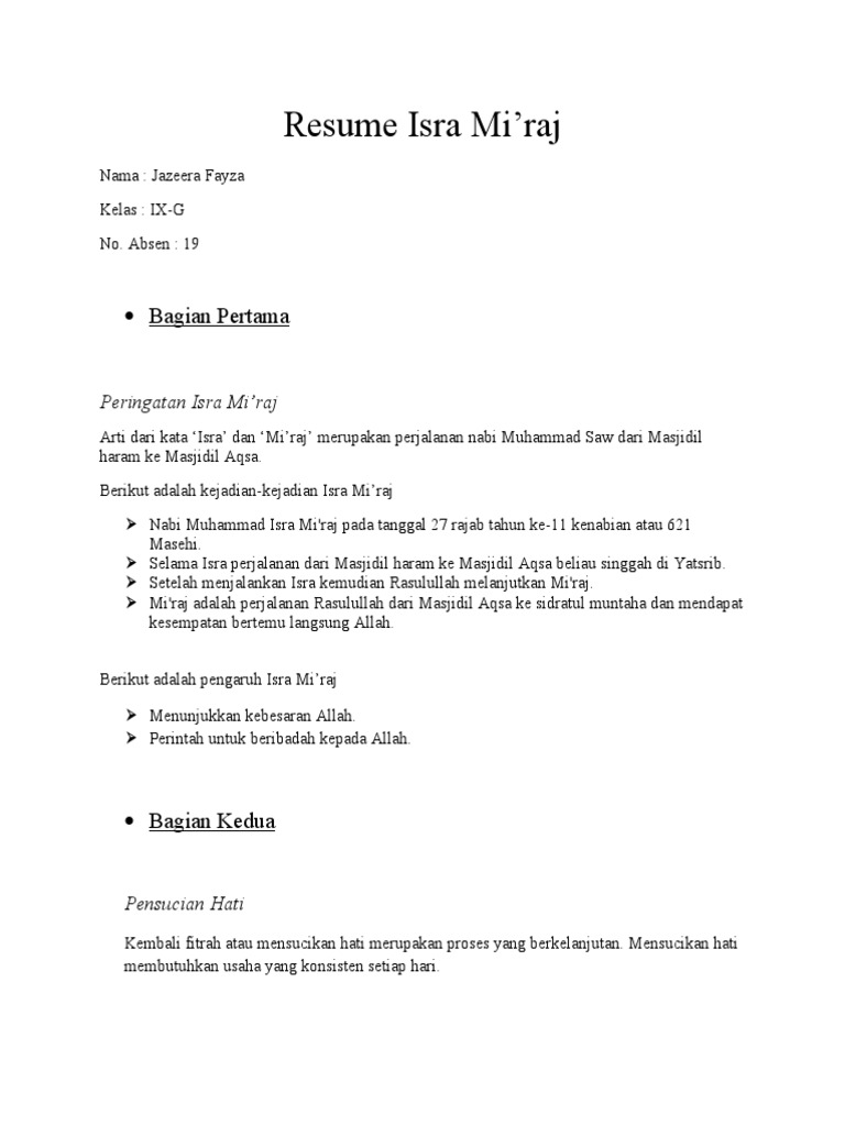 Resume Isra Miraj | PDF