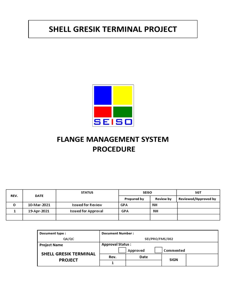 Flange Management System Procedure - Rev 1 | PDF | Screw | Mechanical ...