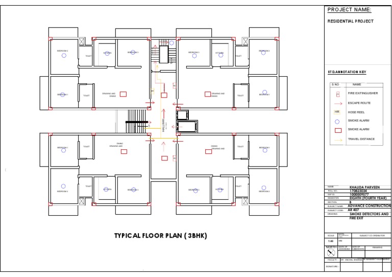 Residential Project Typical Floor Plan Fire Safety | PDF | Building ...