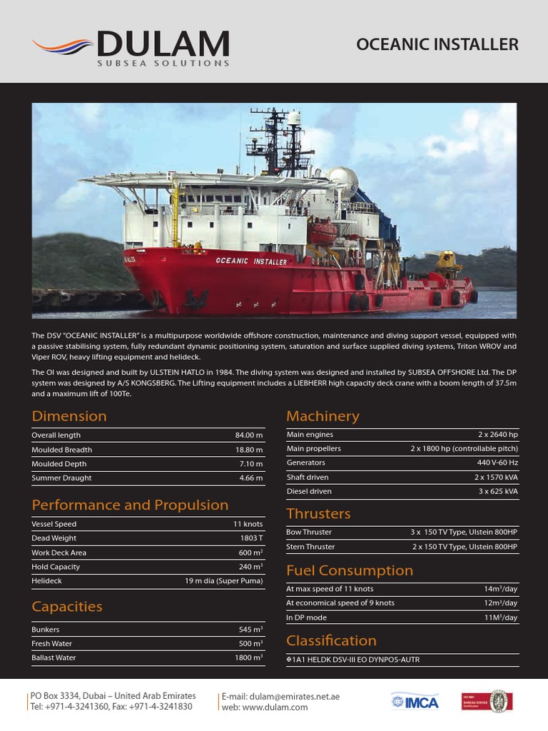 Dulam 2016 Spec Sheet Oceanic Installer 03 | PDF | Underwater Diving ...