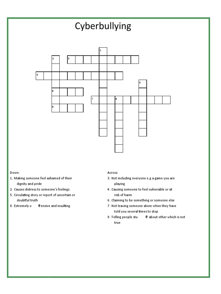 Cyberbullying Crossword | PDF