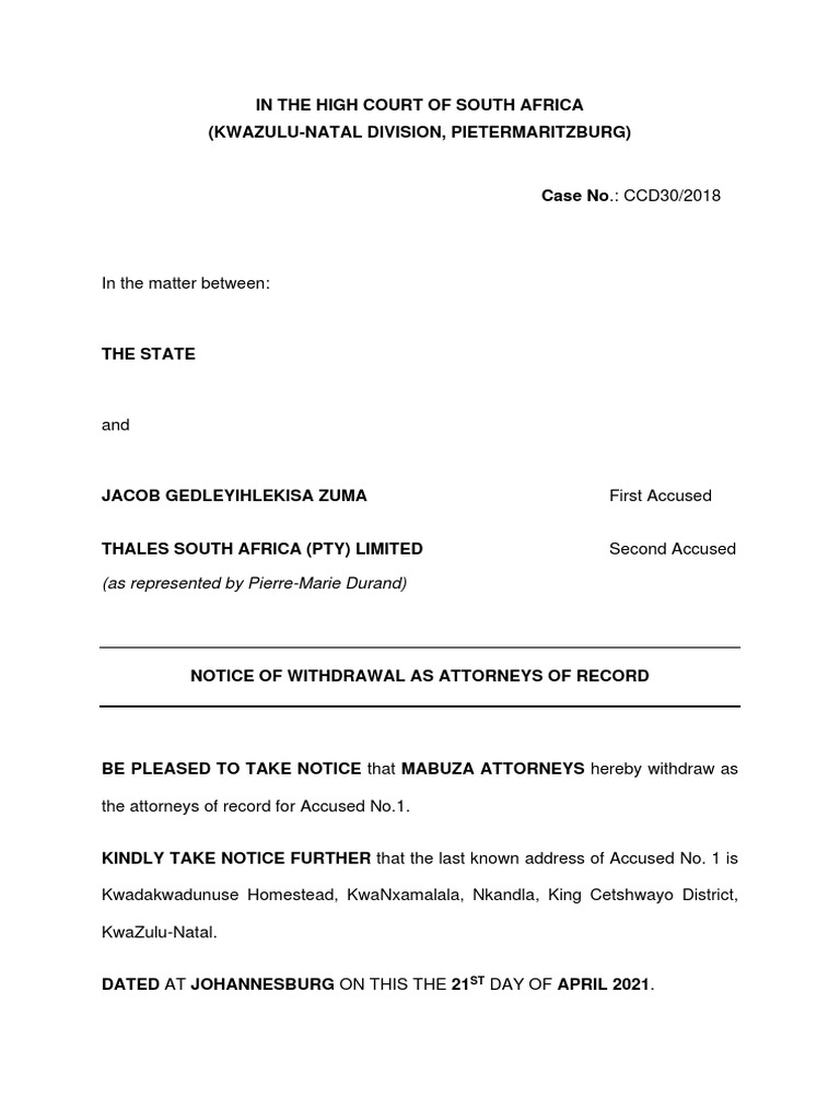 Notice of Withdrawal As Attorneys of Record 21.4.21 | PDF