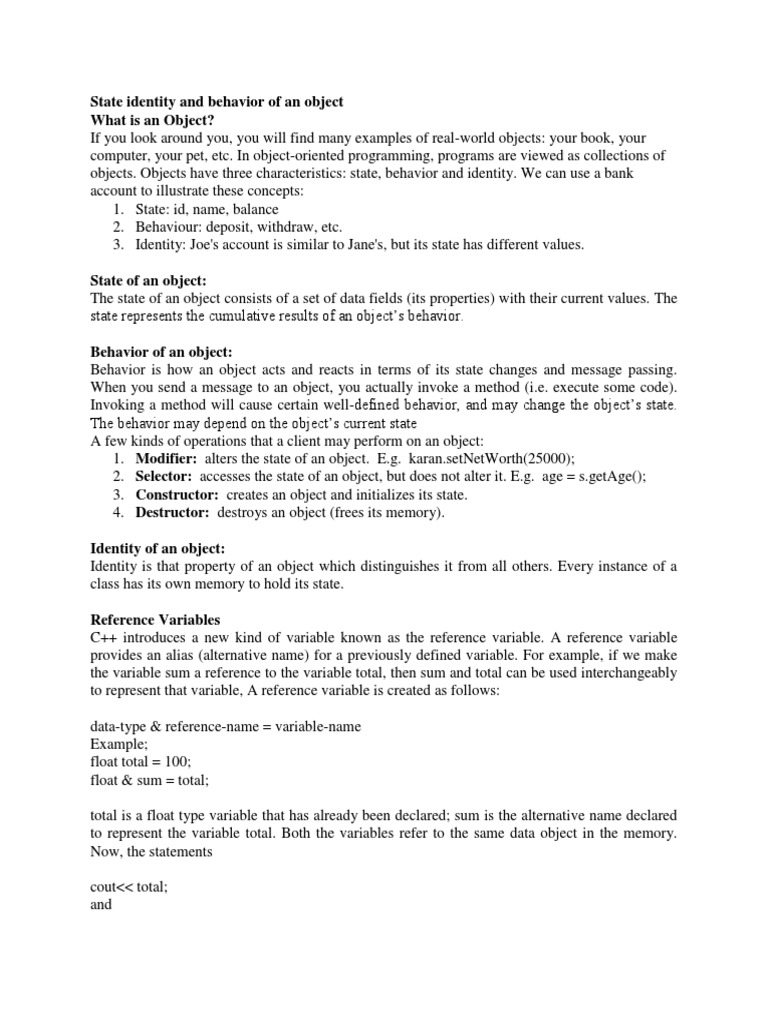 Classes And Objects Pdf Class Computer Programming Subroutine