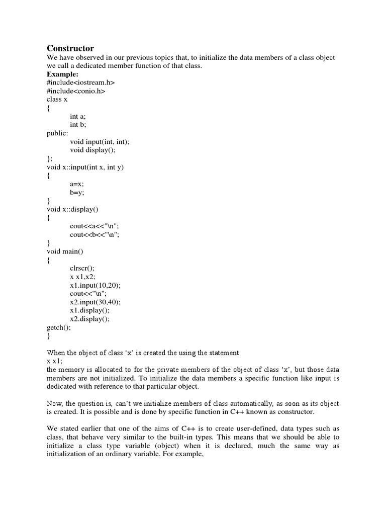 Constructor and Destructor | PDF | Constructor (Object Oriented Programming) | Programming
