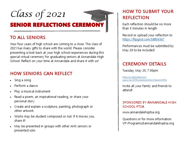 Senior Reflections Ceremony 2021 | PDF