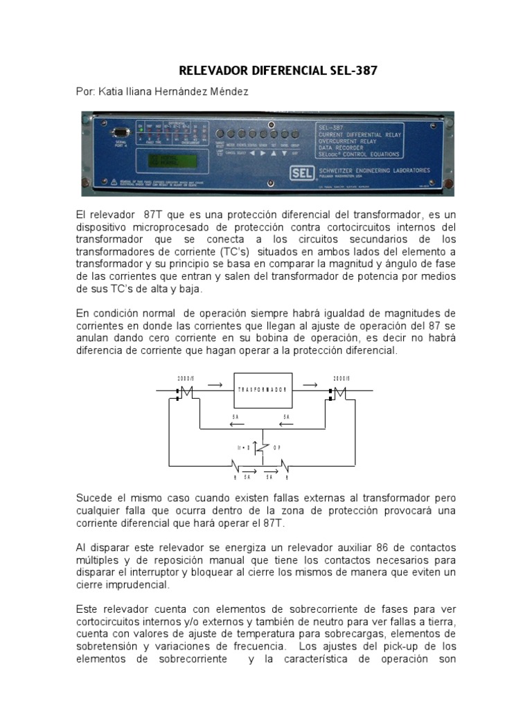 Relevador 87T | PDF | Transformador | Corriente eléctrica