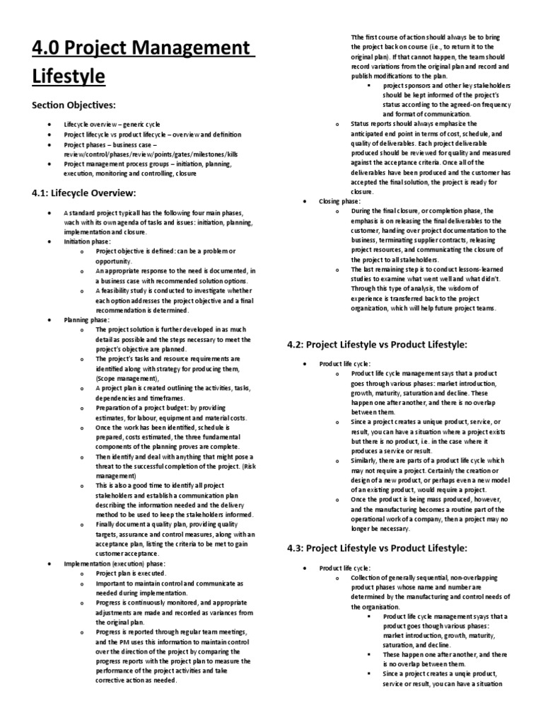 Project Management Lifecycle Overview | PDF | Product Lifecycle ...